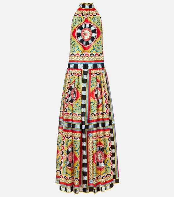 Dolce & Gabbana Taormina Printed Halterneck Silk Gown