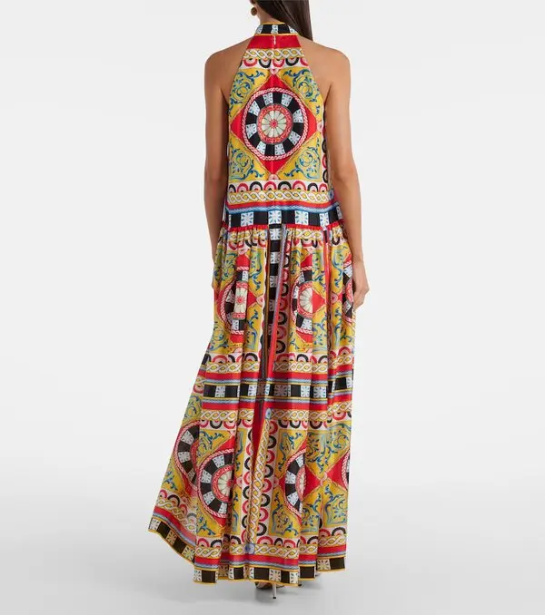 Dolce & Gabbana Taormina Printed Halterneck Silk Gown