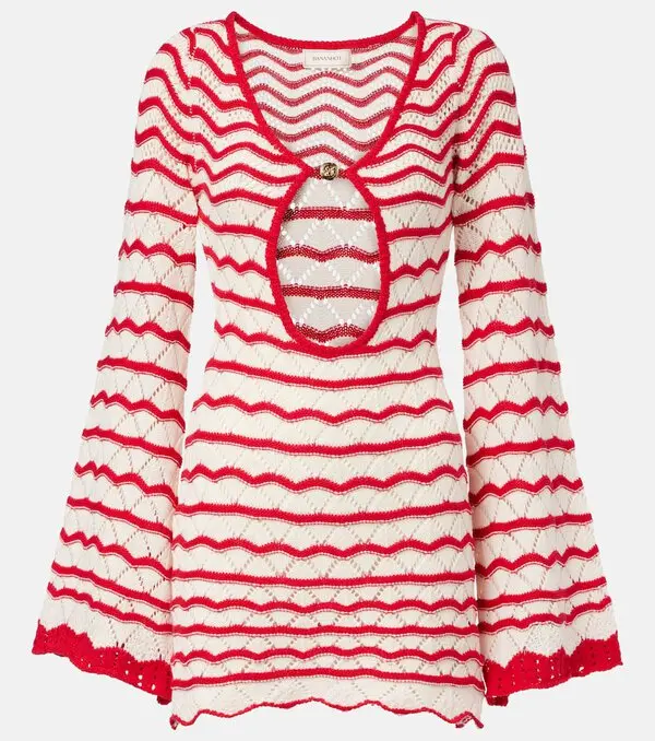 BANANHOT Rey Knitted Cotton-blend Minidress - Red