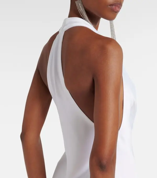 Norma Kamali Halterneck Draped Gown - White