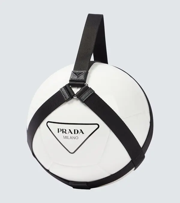 Prada Logo Rubber Soccer Ball With Carrier - White