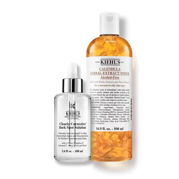 KIEHL'S SINCE 1851 Calendula Herbal-extract Alcohol-free Toner 500ml + Clearly Corrective Dark Spot Solution 100ml - One-color