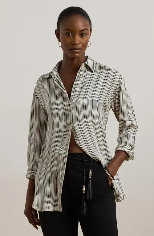 Ralph Lauren Stripe Relaxed-fit Satin Button-up Shirt