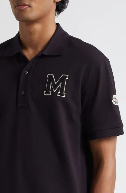 Moncler Varsity Monogram Cotton Piqué Polo