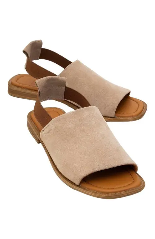FOREVER & ALWAYS SHOES Fuela Leather Flat Sandals - Beige Suede Leather
