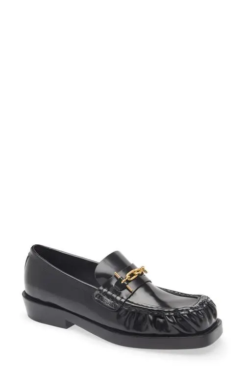 Balmain Glazed Leather Loafer - 0pa Black