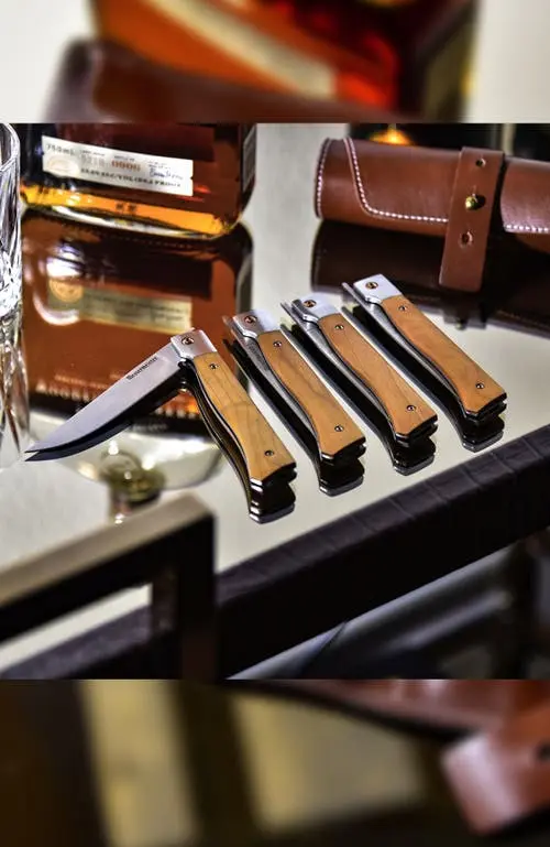 MESSERMEISTER Folding Steak Knife 4 Piece Set In Leather Roll