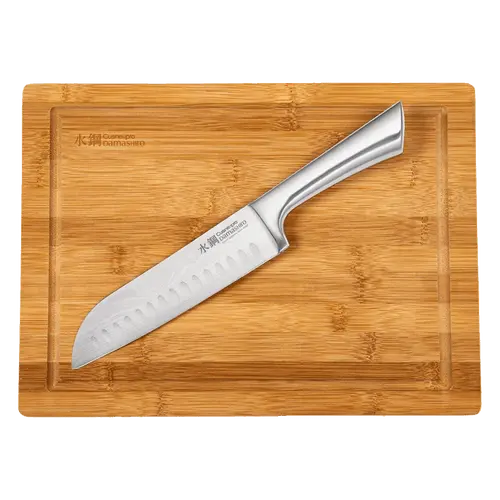 CUISINE::PRO® Damashiro® 6.5" Santoku & Board Set - Silver