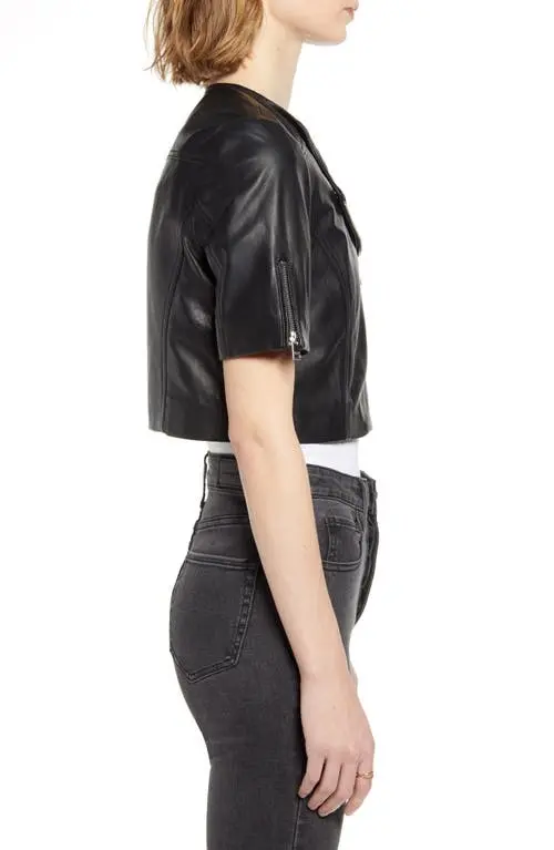 LAMARQUE Kirsi Cropped Biker Jacket - Black