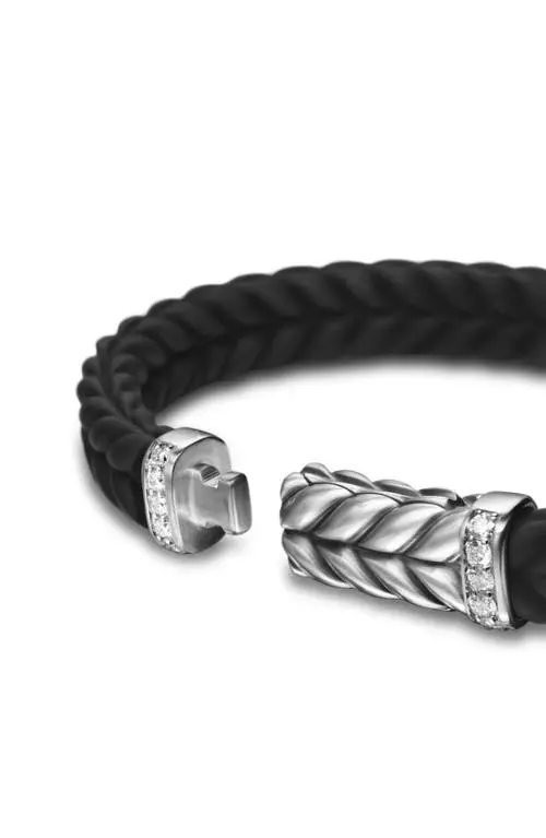 David Yurman Chevron Station Rubber Bracelet - Black/diamond