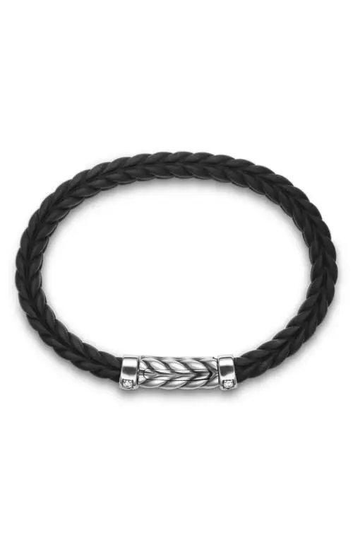 David Yurman Chevron Station Rubber Bracelet - Black/diamond