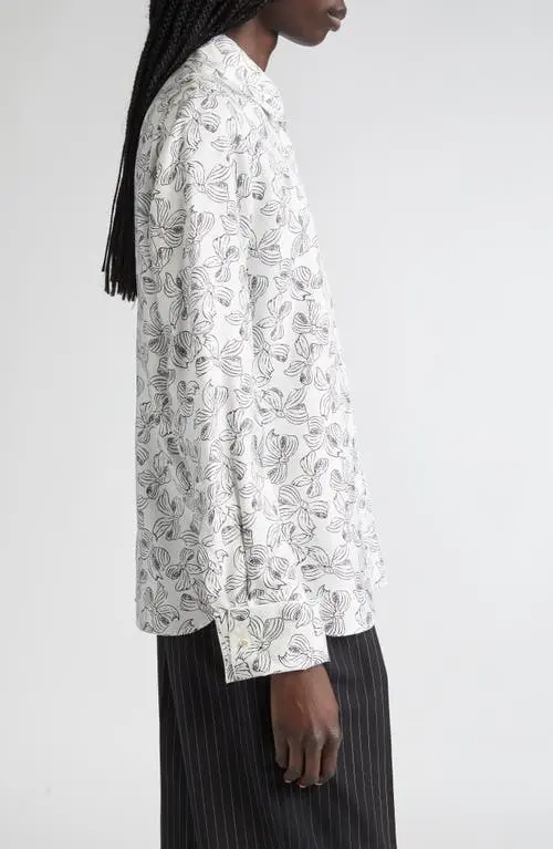 Max Mara Bow Print Silk Twill Shirt
