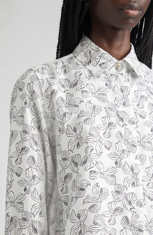 Max Mara Bow Print Silk Twill Shirt