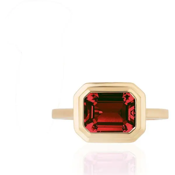 Goshwara Manhattan Emerald Cut Ring - Deep Red