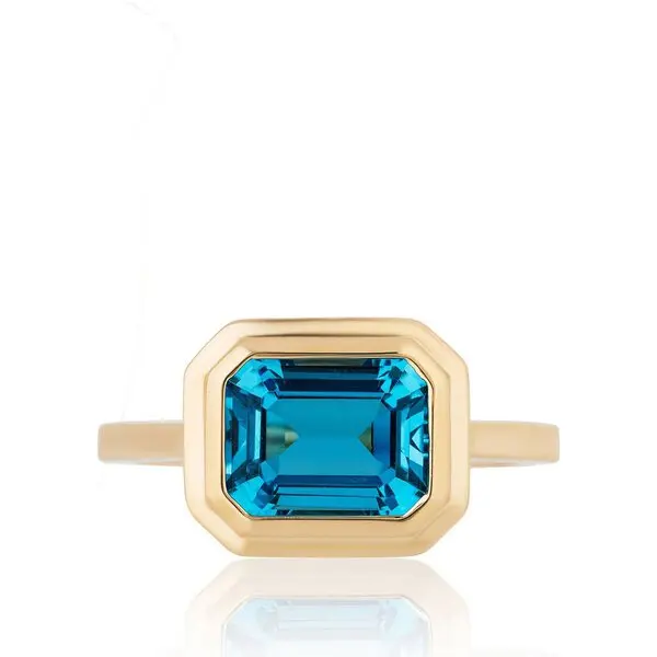 Goshwara Manhattan Emerald Cut Ring - London Blue Topaz