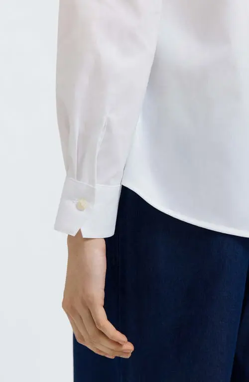 Foxcroft Cotton-blend Button-up Shirt With Leopard Trim - White
