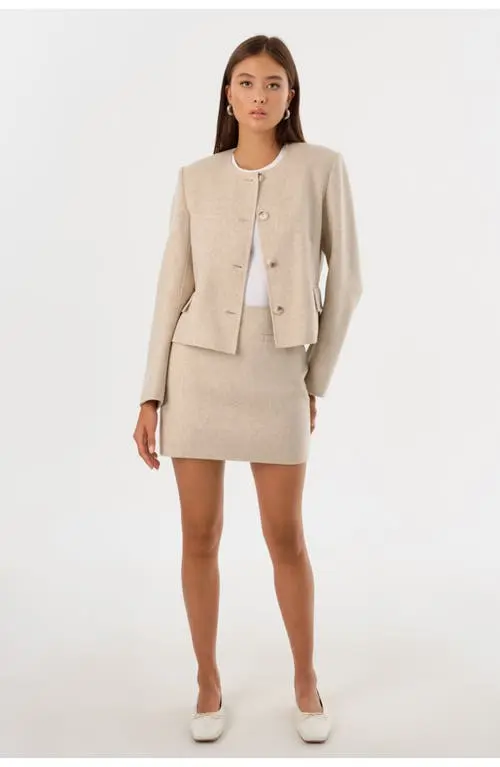 LAMARQUE Candela Double Face Wool Mini Skirt - Heather Beige