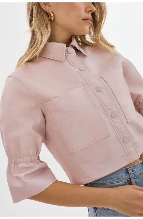 LAMARQUE Carolina Leather Ruffle Sleeve Jacket - Rose