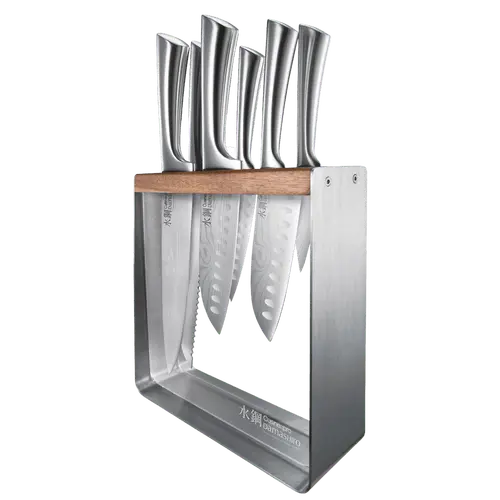 CUISINE::PRO® Damashiro® Kinzoku 7-piece Knife Block - Silver