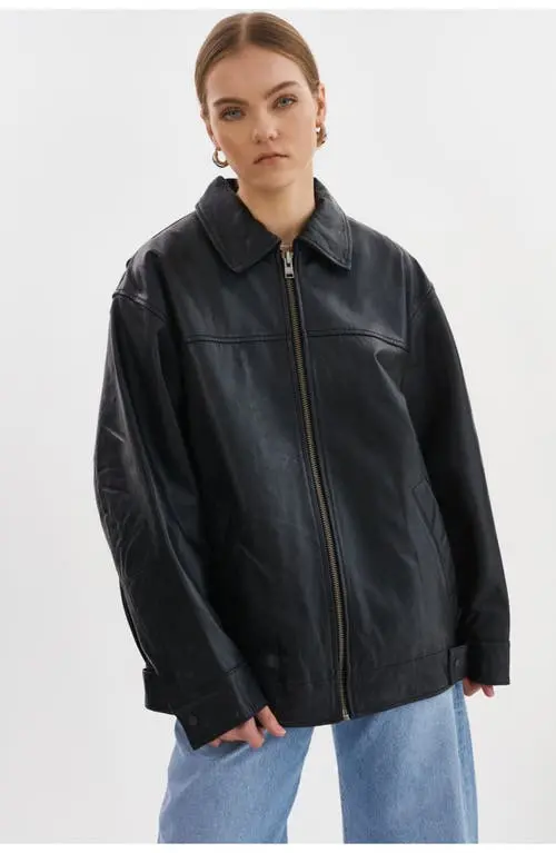 LAMARQUE Leather Bomber Jacket - Black