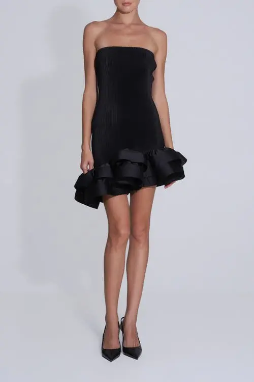L'IDEE Volant Mini Dress - Noir