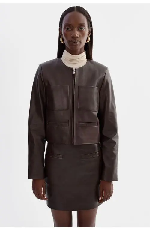 LAMARQUE Linette Leather Jacket - Dark Brown