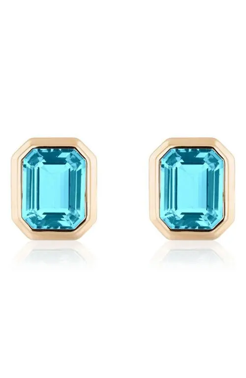 Goshwara Manhattan Stud Earrings - Blue Topaz