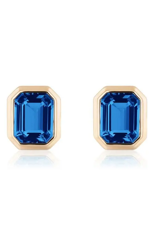 Goshwara Manhattan Stud Earrings - London Blue Topaz