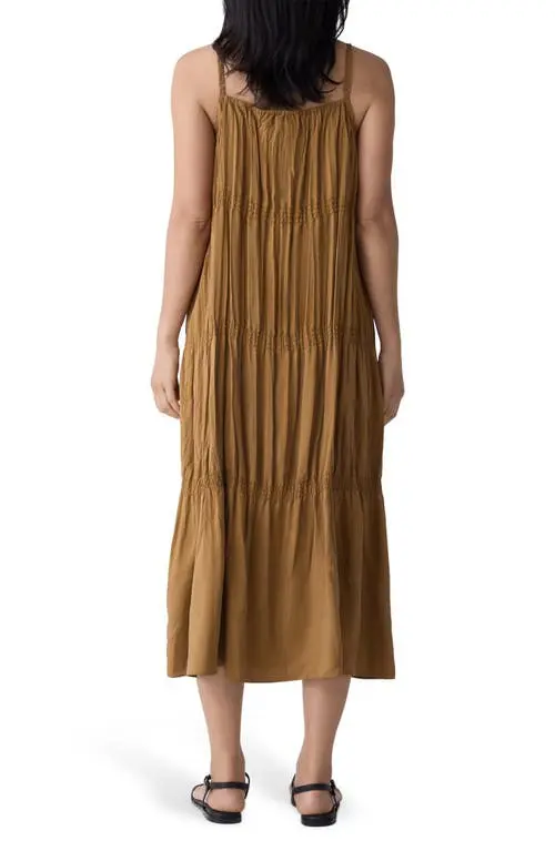 Eileen Fisher Smocked Cami Maxi Dress In Bronze - 60% Off | Editorialist