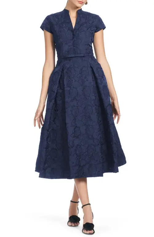 Sachin & Babi Hanna Floral Cloqué Cocktail Midi Dress