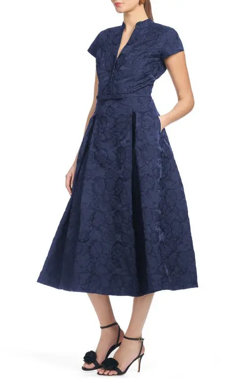 Sachin & Babi Hanna Floral Cloqué Cocktail Midi Dress