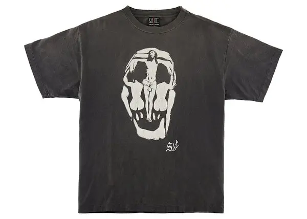 SAINT MXXXXXX Jesus Skull Tee Shirt - Vintage Black