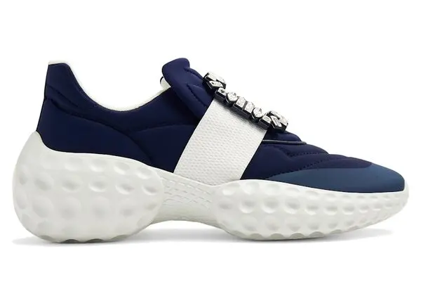 ROGER VIVIER Viv' Run Light Crystal Buckle Sneakers - Blue/white