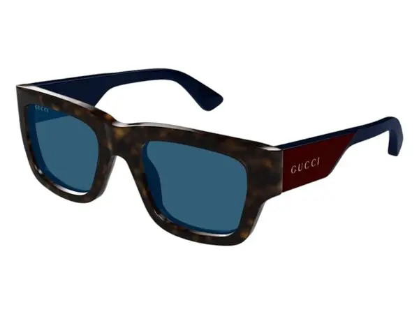 Gucci Rectangle Sunglasses - Havana Red Blue (gg1668s/002/fr)