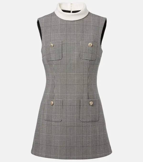 SELF-PORTRAIT Prince Of Wales Check Mini Dress - Grey