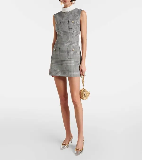 SELF-PORTRAIT Prince Of Wales Check Minidress - Grey