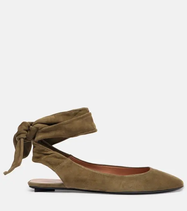 Attico Cloe Suede Ballet Flats - Green