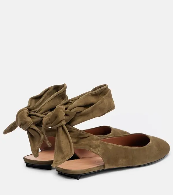 Attico Cloe Suede Ballet Flats - Green