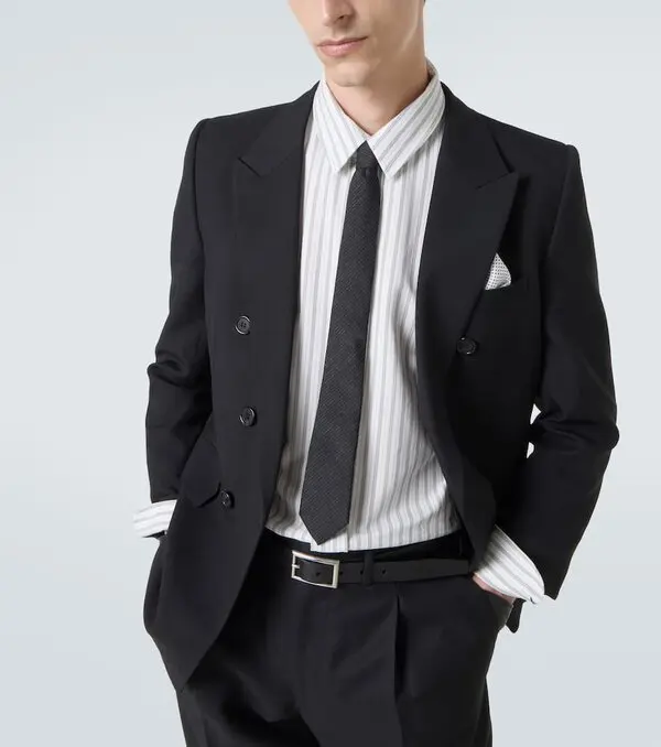 Saint Laurent Cassandre Striped Cotton Poplin Shirt - White