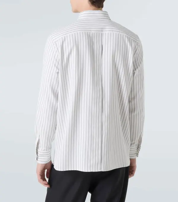 Saint Laurent Cassandre Striped Cotton Poplin Shirt - White