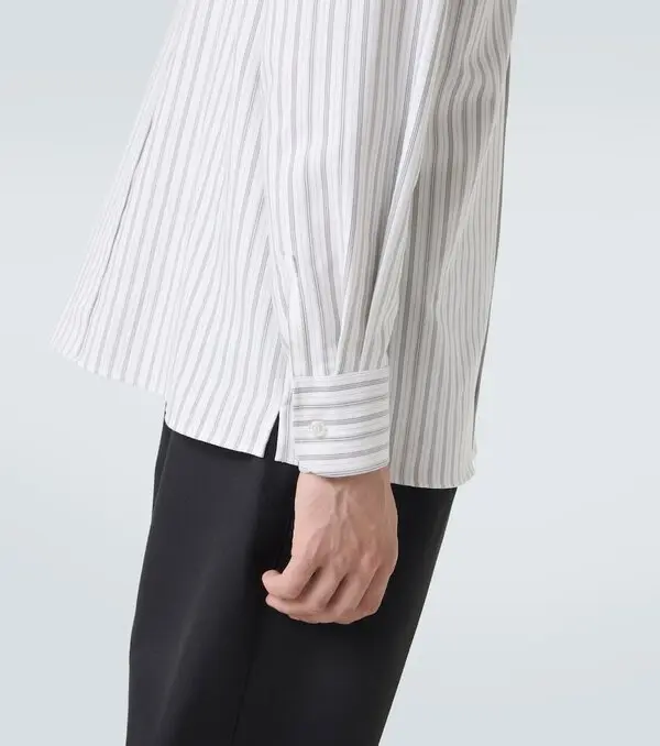 Saint Laurent Cassandre Striped Cotton Poplin Shirt - White