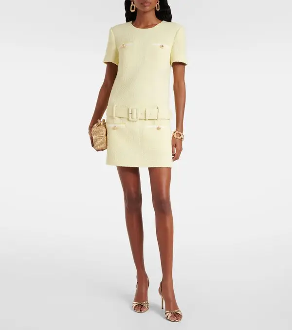 SELF-PORTRAIT Belted Bouclé Minidress