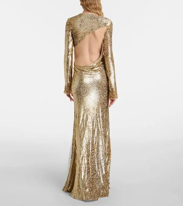 SELF-PORTRAIT Fil Coupe Open-back Maxi Dress