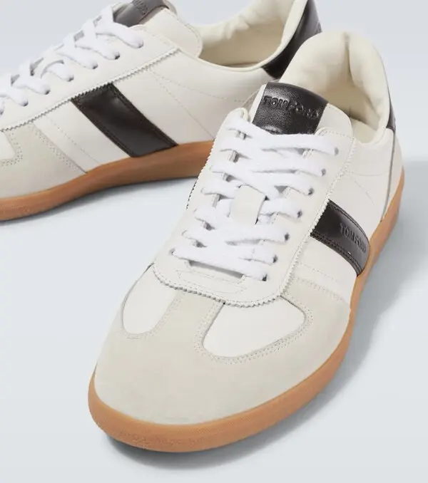 TOM FORD Archer Suede-trimmed Leather Sneakers