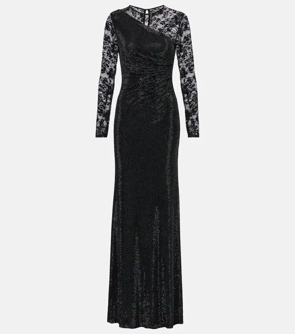 SELF-PORTRAIT Rhinestone Lace-trimmed Gown