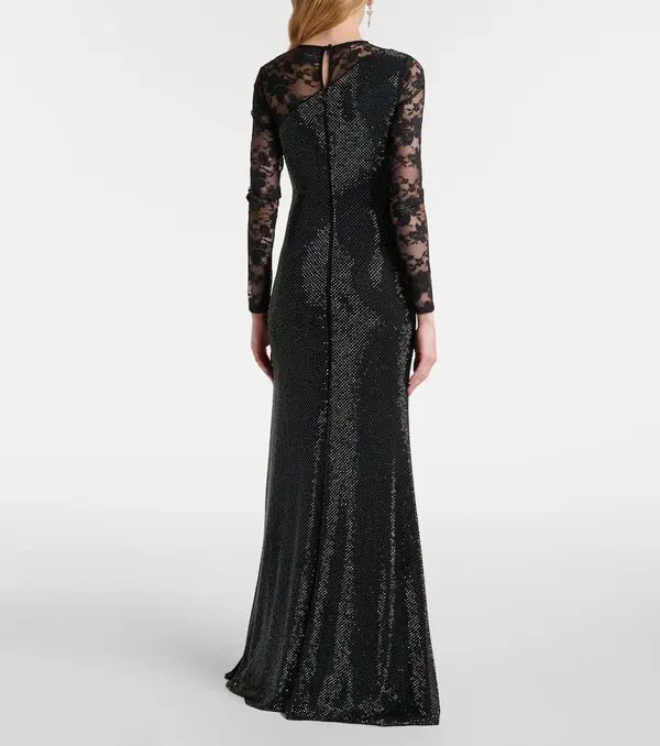 SELF-PORTRAIT Rhinestone Lace-trimmed Gown