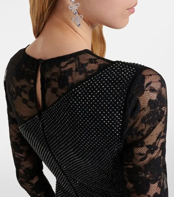 SELF-PORTRAIT Rhinestone Lace-trimmed Gown