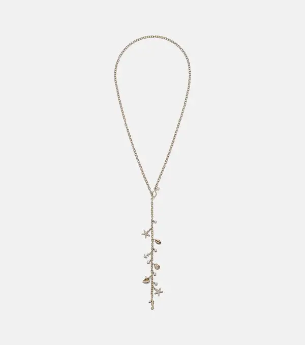 SYDNEY EVAN 14kt Charm Necklace With Diamonds And Pearl - Gold