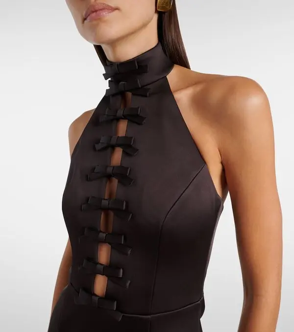 Rebecca Vallance Bow-detail Cutout Halterneck Minidress