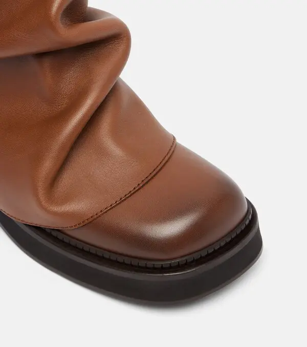 Attico Mini Robin Leather Combat Boots - Brown